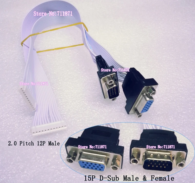 30cm 12p Male 15p Male Female Vga D-sub Cable Diy Led Lcd Tv Monitor D ...