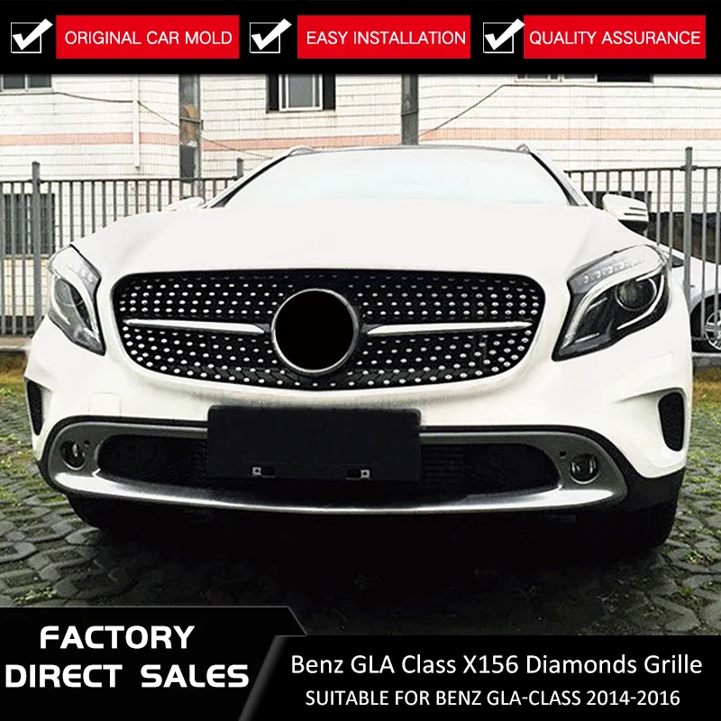 X156 prata estilo diamante grade dianteira para benz x156 gla classe ...
