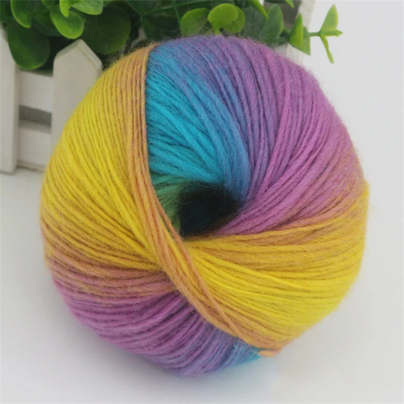50g-1ball-Colorful-Rainbow-Wool-Yarn-Hand-Knitting-Woven-Dyed-Icelandic ...