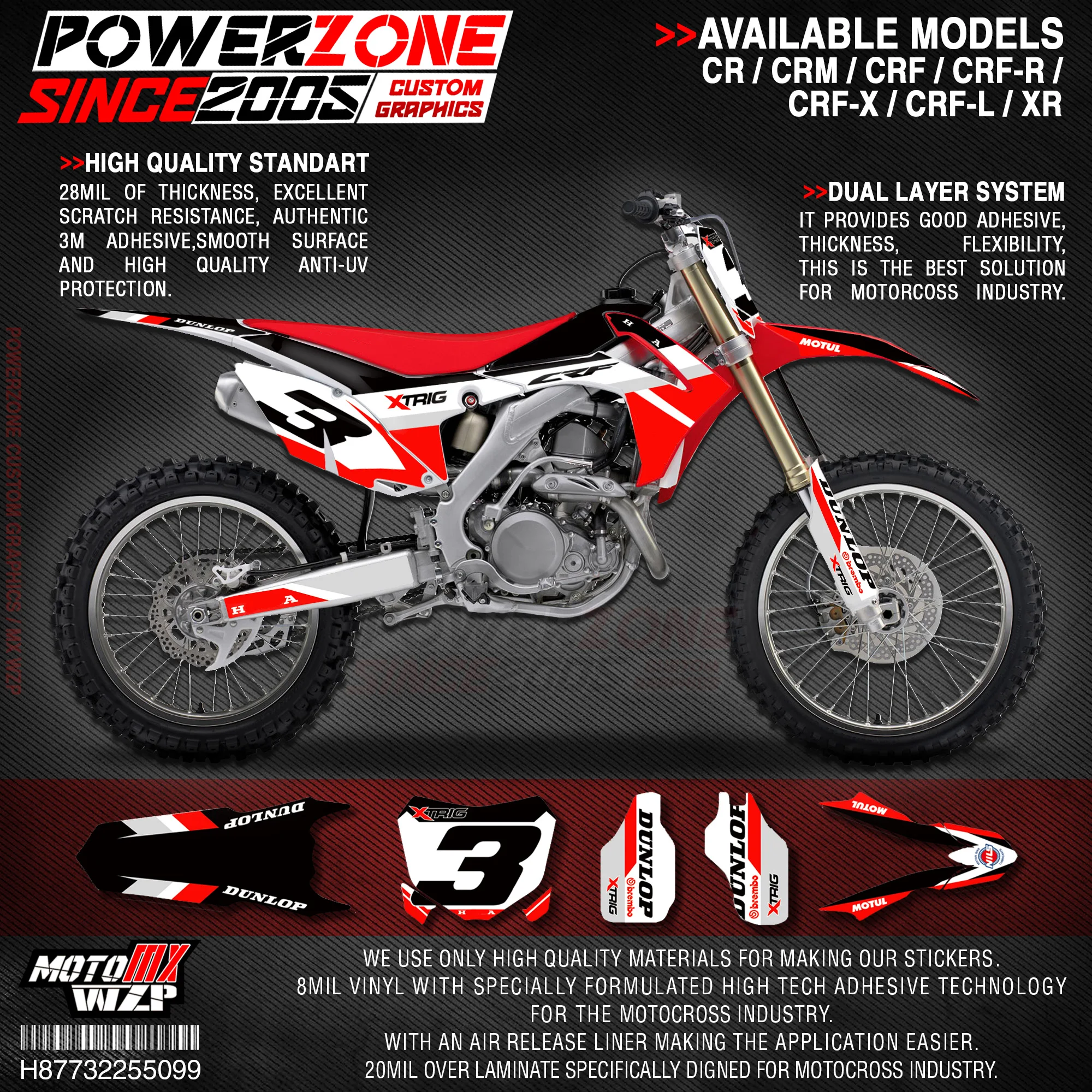 Powerzone Custom Team Graphics Backgrounds Decals 3m Stickers Kit For ...
