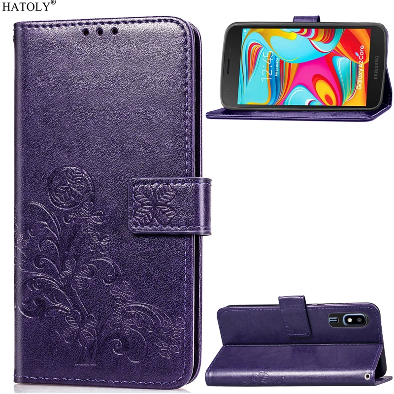 Voor Cover Samsung Galaxy A2 Core Wallet Case Flip Pu Leather Silicone ...