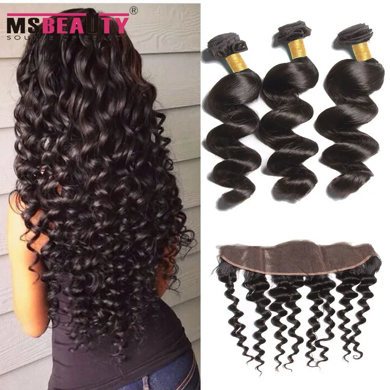 Brazilian Loose Wave Curly 13x4 Lace Frontal Closure 7a Lace Frontals