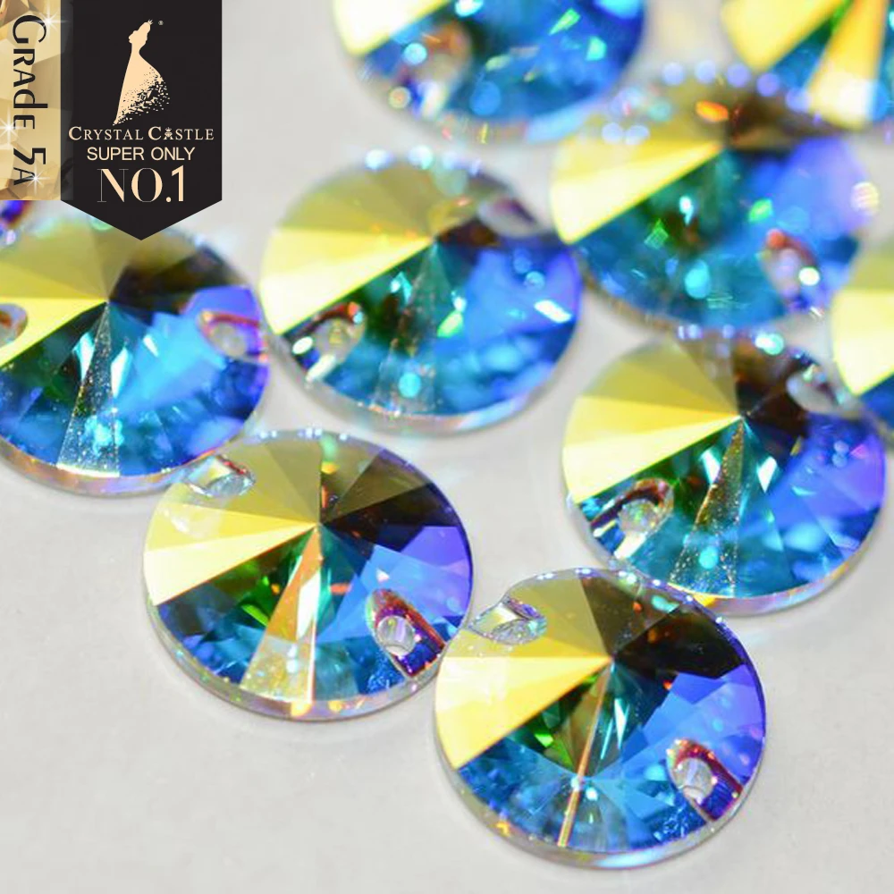 Crystal Castle Sew On Rhinestones 5A Rivoli Round Strass Glass Crystals ...