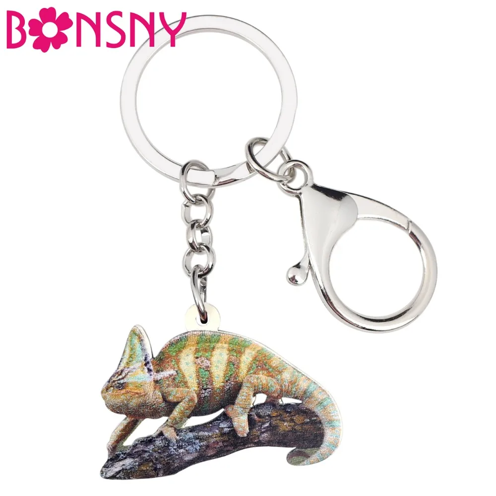 Bonsny-Acrylic-Chameleon-Lizard-Key-Chains-Keychains-Ring-Fashion ...