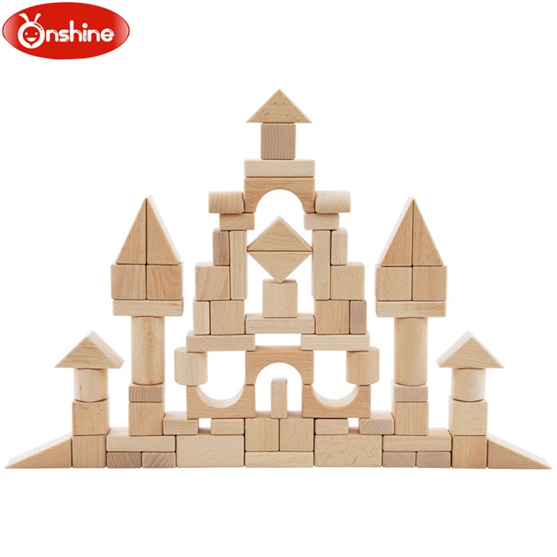 Onshine 100pcs/set Beech Wood Logs Building Blocks Amusing Game Quality ...