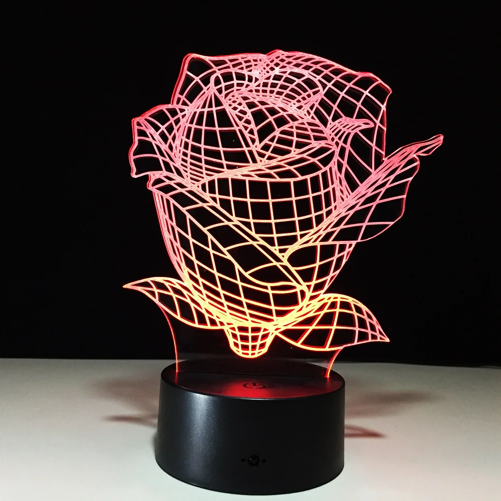 Acrylic-Rose-3D-Stereo-Vision-Lamp-Flower-Bedroom-Bedside-Nightlight-7 ...
