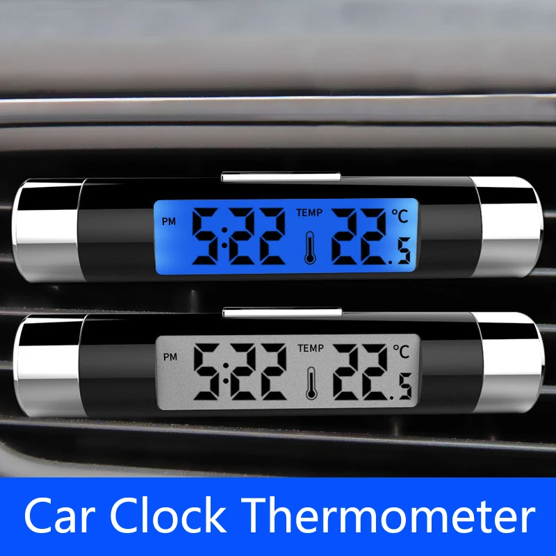 Reloj Digital LCD 2 en 1 para coche, con retroiluminación azul de ...