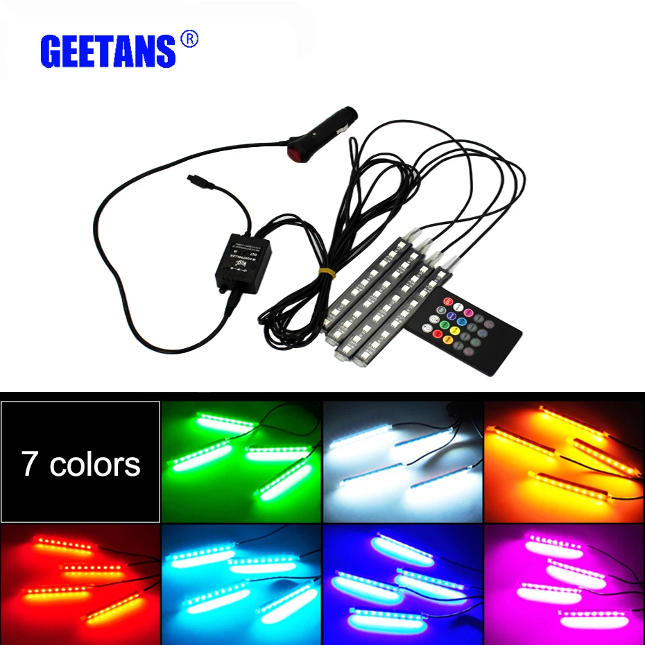 Car RGB LED Strip Light 3M sticker LED Strip Lights 16 Colors Car ...