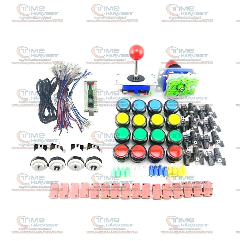 Arcade Parts Bundles Kits With Long Shaft Joystick Illuminated Buttons ...