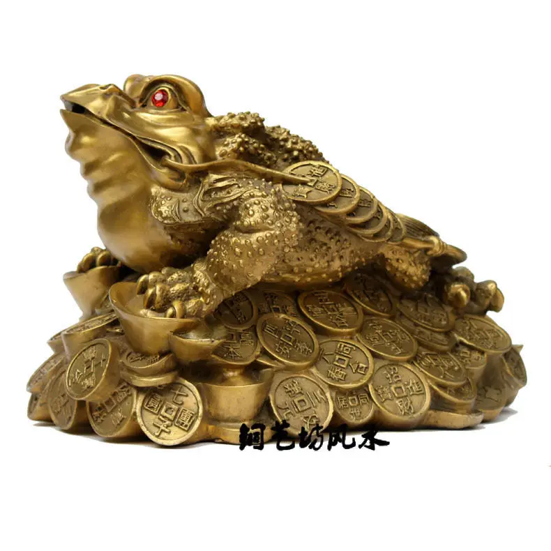 China Folk Frog Golden Toad Ingot Coin Lucky Bronze Statue Figurine ...