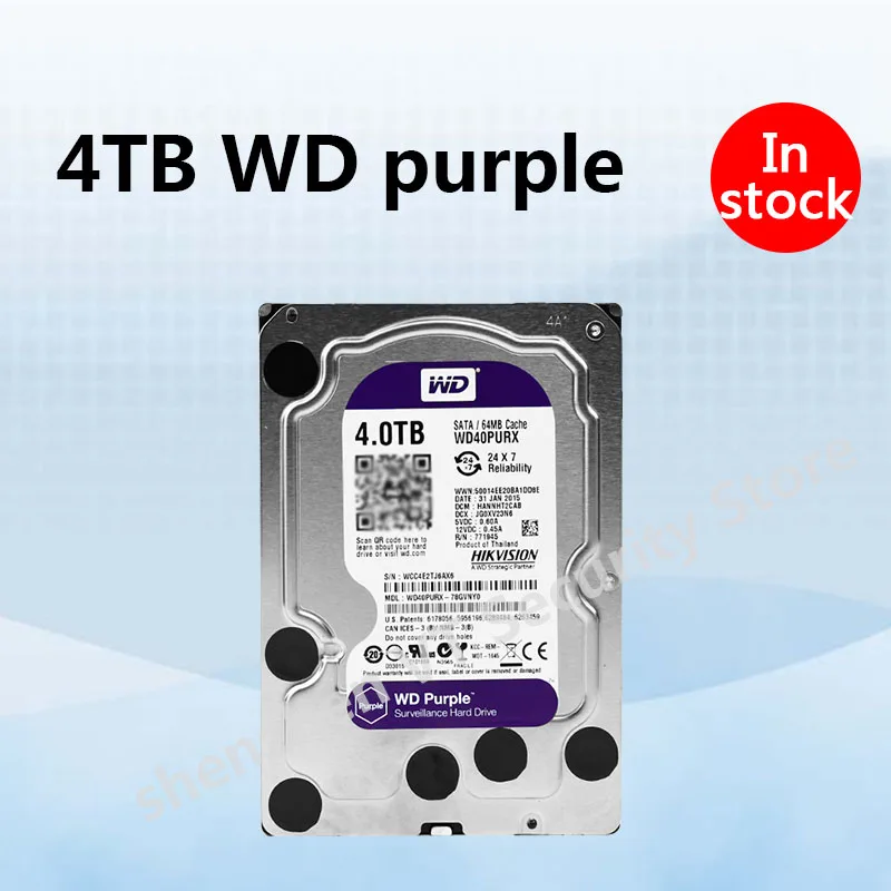 free shipping WD40PURX 4TB WD purple drive HDD 3.5" surveillance hard ...