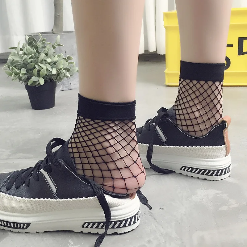 Summer-Women-Sexy-Grid-Socks-Short-Fishnet-Socks-White-Hollow-Lattice ...
