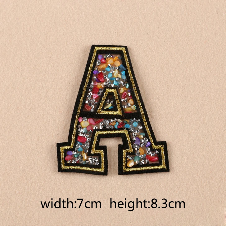 10 pcs/set 7*8.3CM English Letters A Patches Crystal Embroidered Iron ...