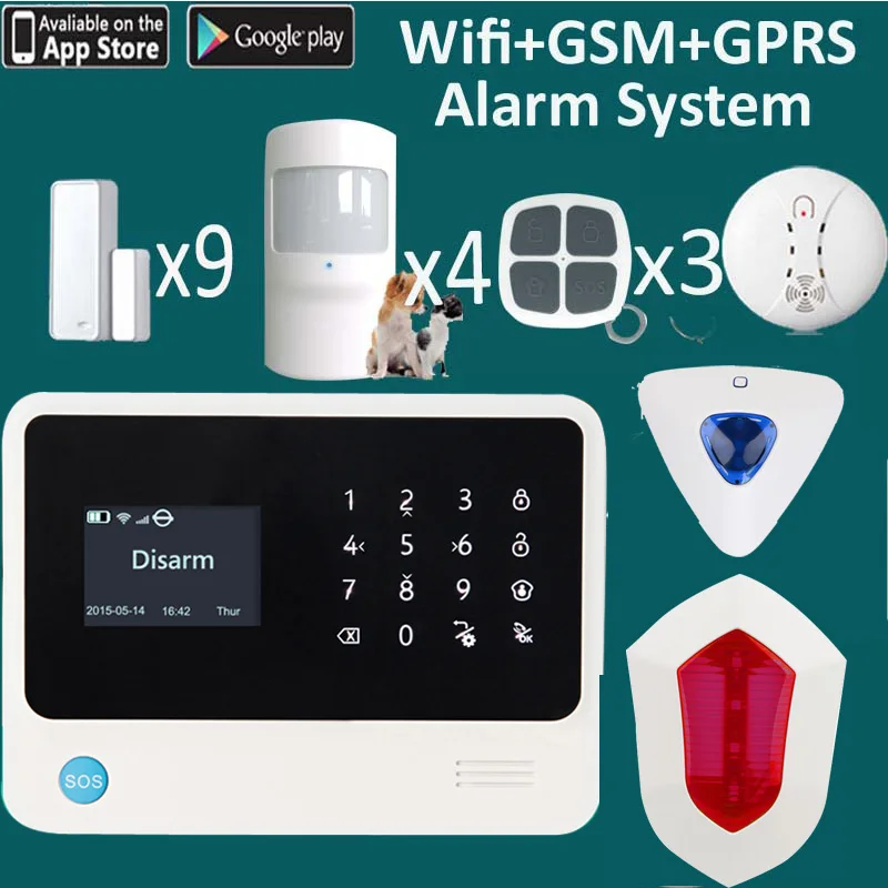 Russian menu internal&external alarm siren security wifi alarm system ...
