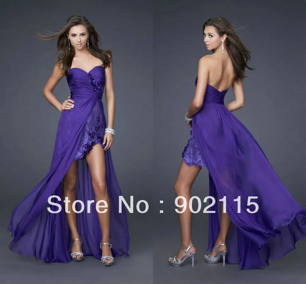IN STOCK New Arrive Sweetheart Short Front Long Back Prom Dress Purple ...