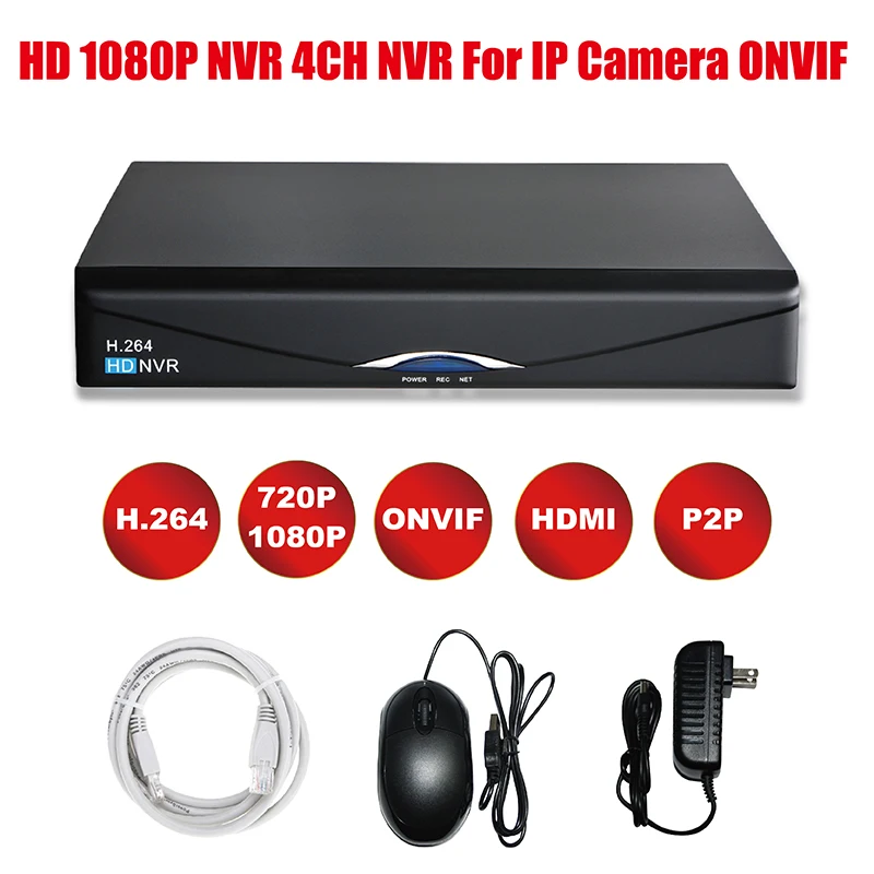 H Full HD 1080P NVR 4CH NVR Recorder For IP Camera ONVIF H.264 HDMI ...