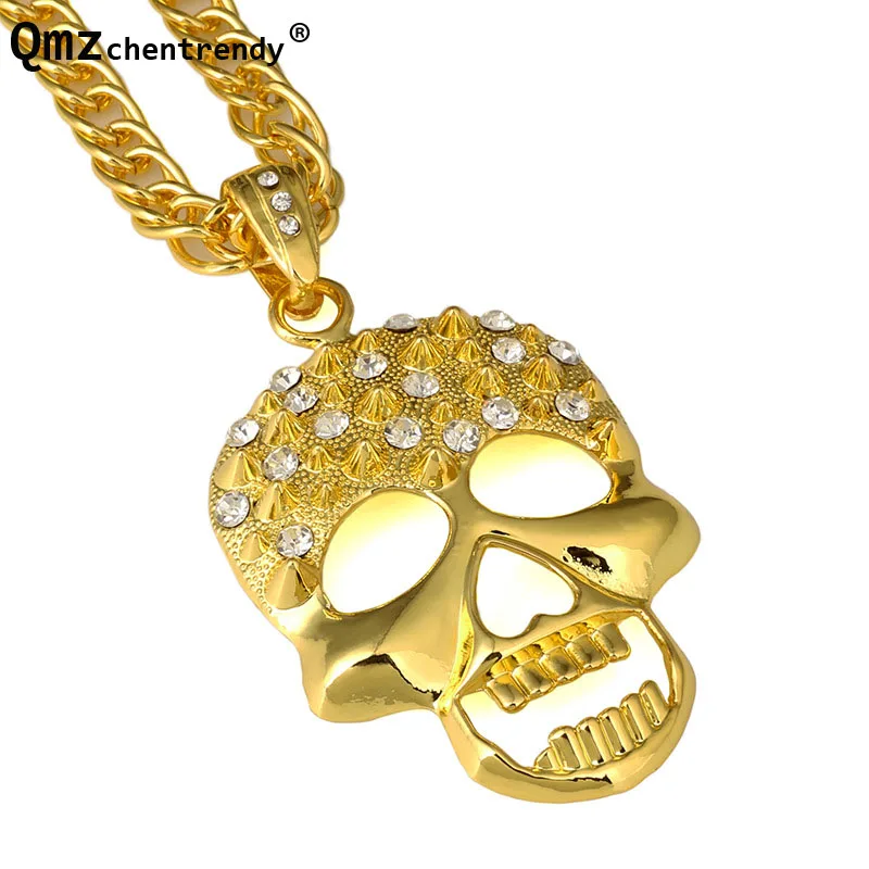 Hip-Hop-Bling-Big-Skull-Mask-Face-Necklaces-Ghost-Pendants-Rapper-80cm ...
