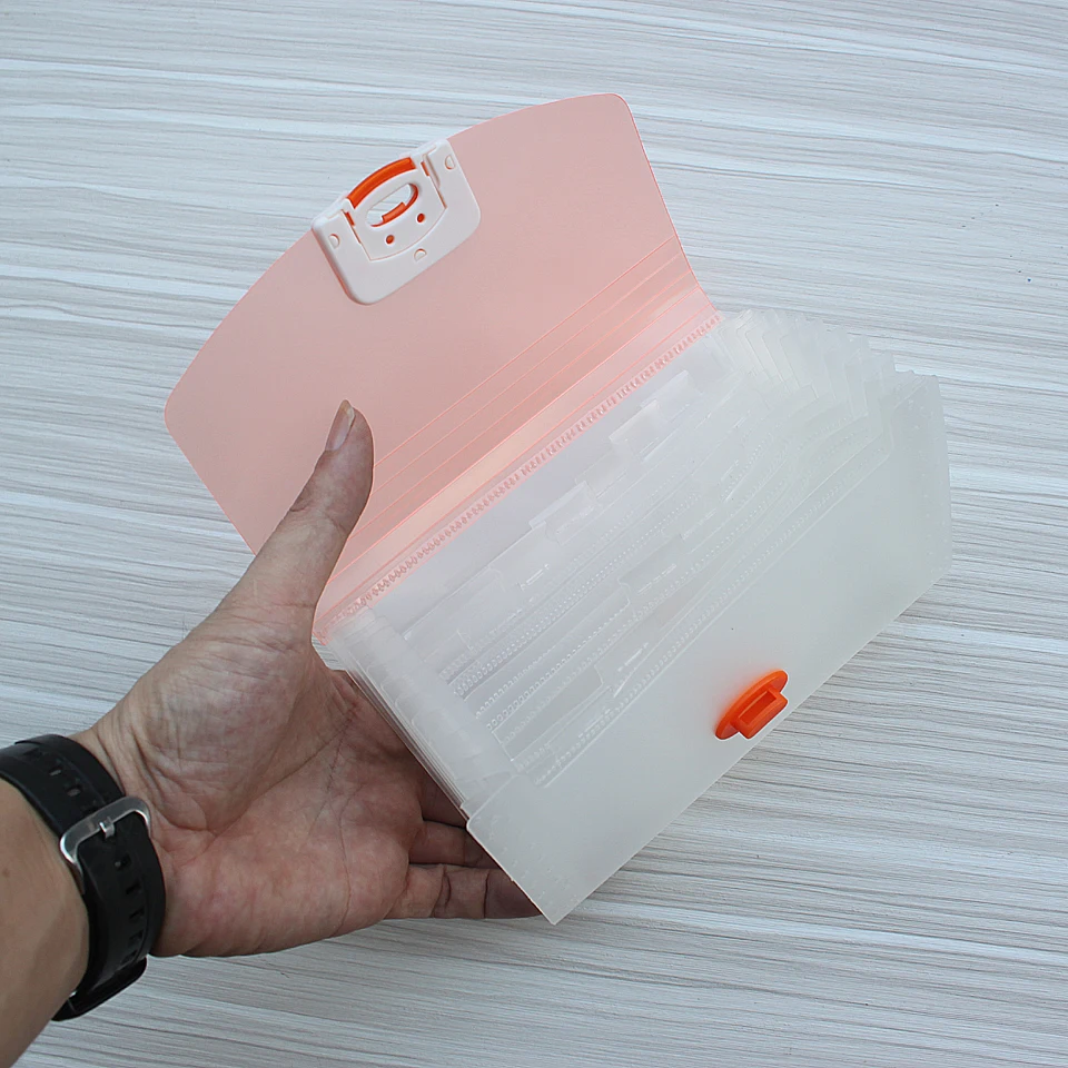Plastic Candy Color expanding wallet 12 Layer Document Bags Ticket ...