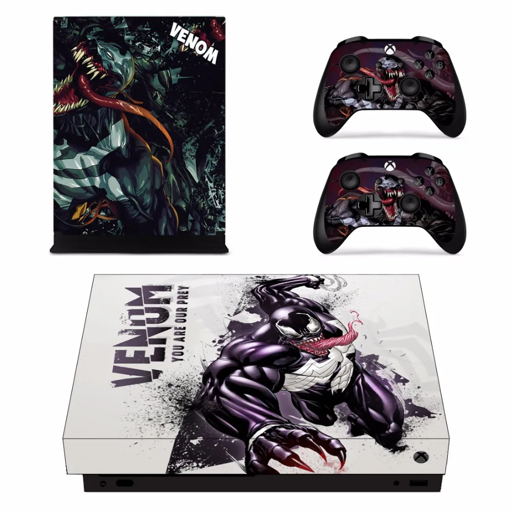 Spiderman and Venom Skin Sticker For Microsoft Xbox One X Console and 2 ...