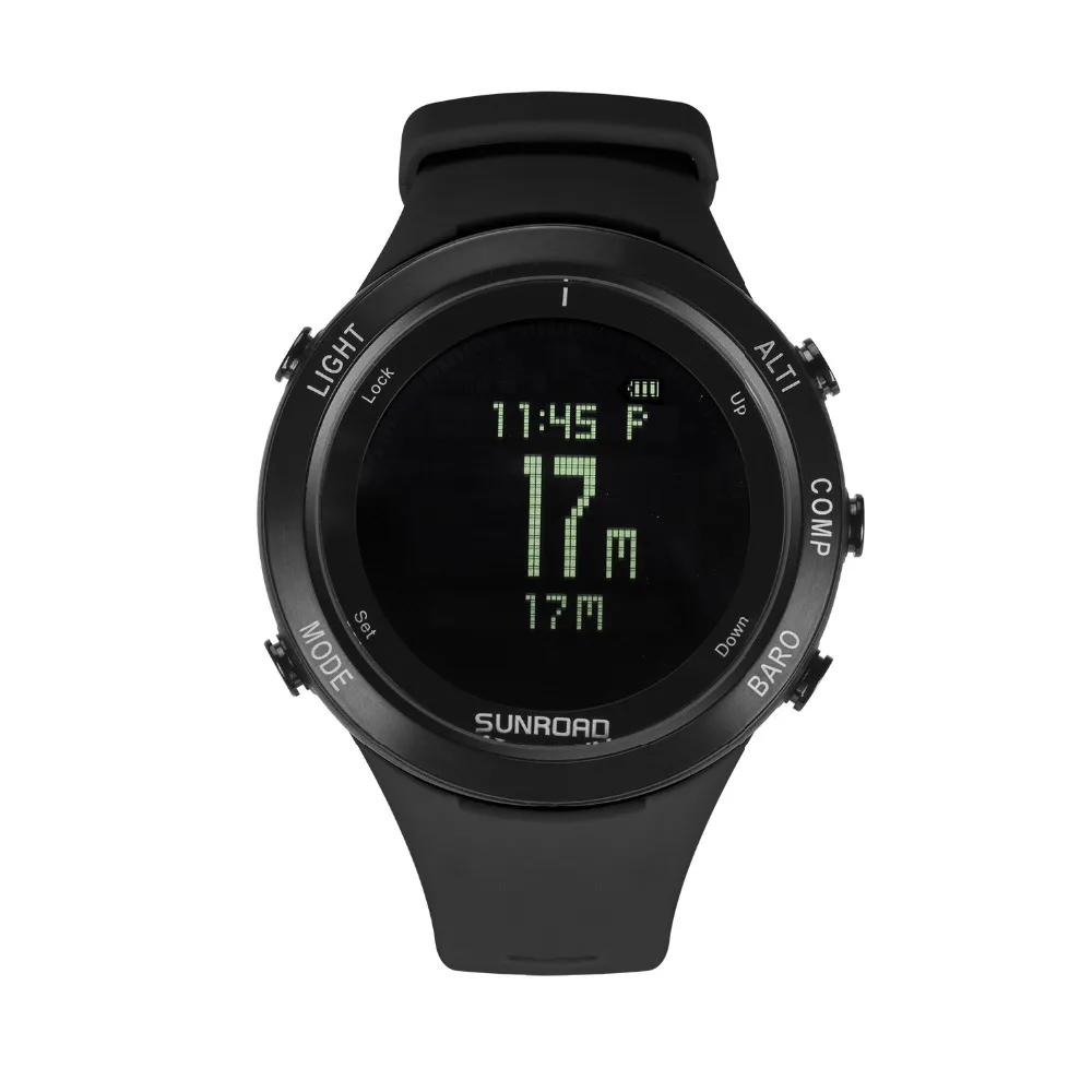 SUNROAD Smart Heart Rate Men Watch with Compass Barometer Stopwatch ...