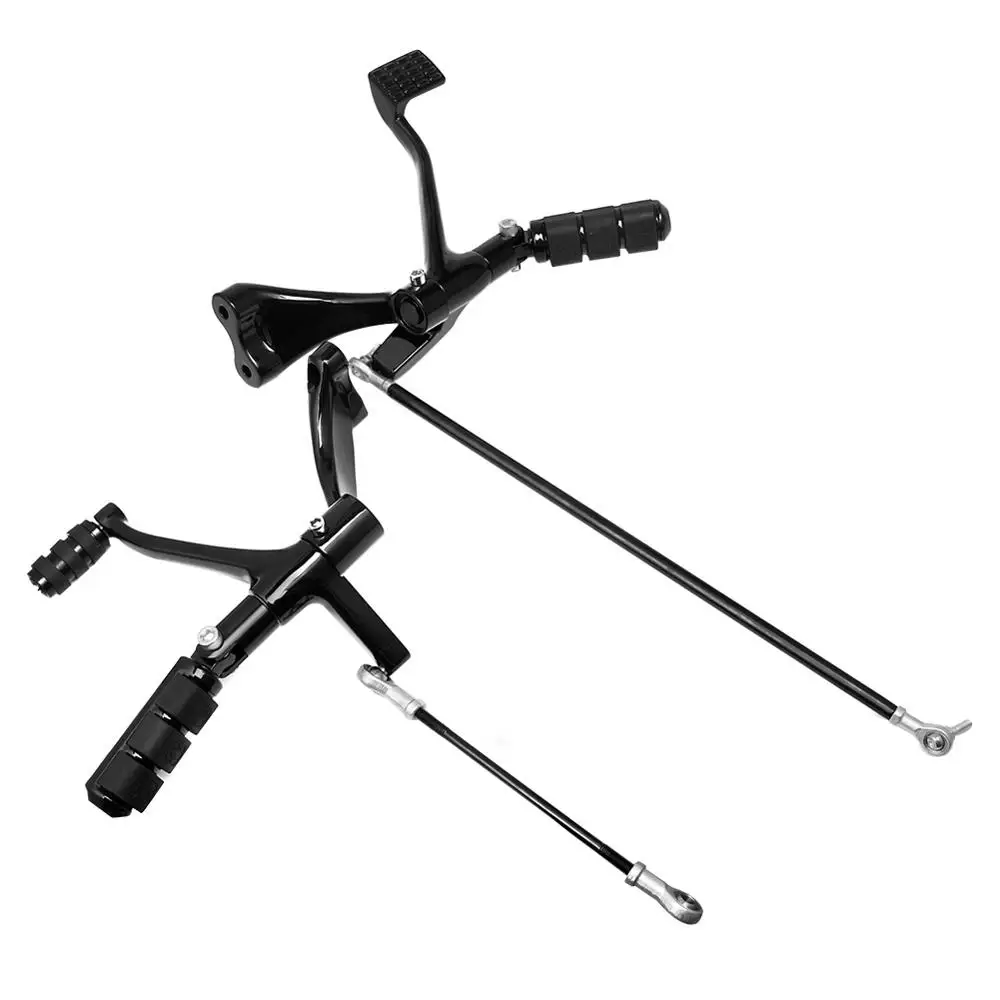 Motorcycle-Black-Chrome-Forward-Controls-Complete-Kit-Pegs-Levers ...