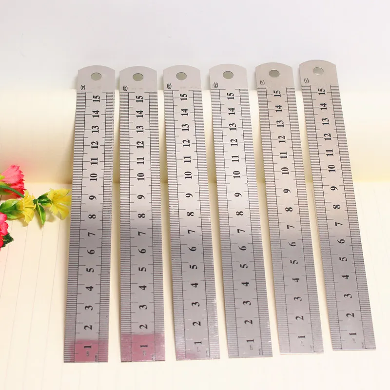 2 pcs / lot new focal point of steel ruler 15cm ruler Stainless steel ...