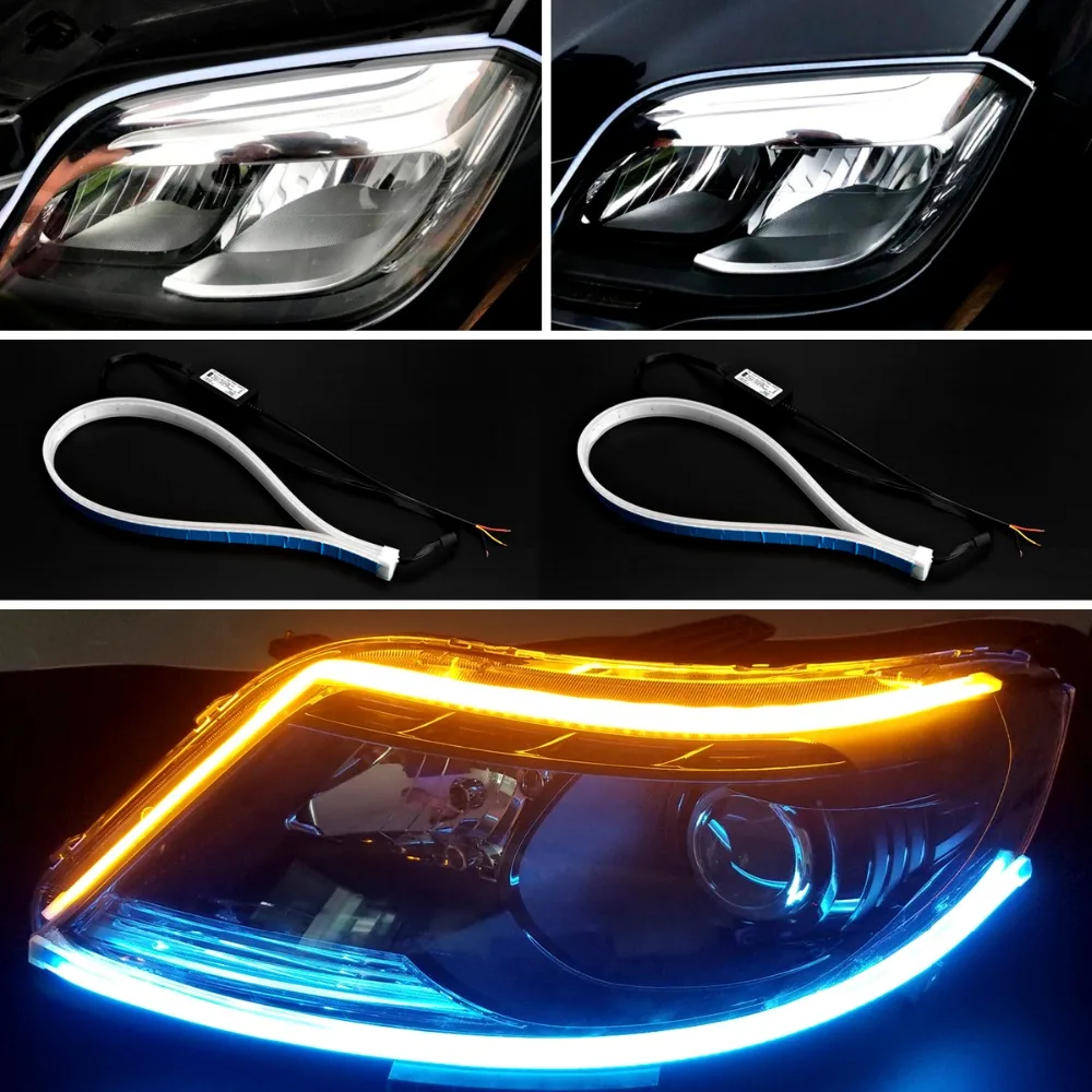 2Pcs 45cm Universal car day LED light flexible DRL Angel Eyes auto ...