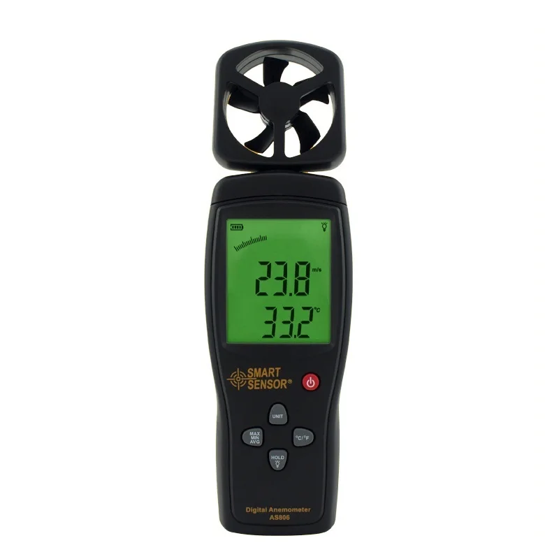 AS806 Digital Air Flow meter Anemometer 0 45M/S wind speed sensor hand ...