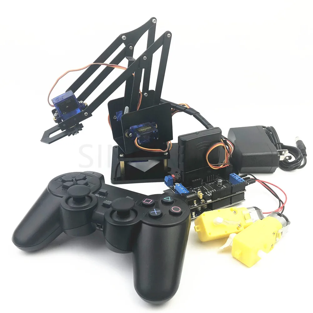 4 DOF remote control PS2 robotic arm aluminum alloy sg90 arduino robot ...