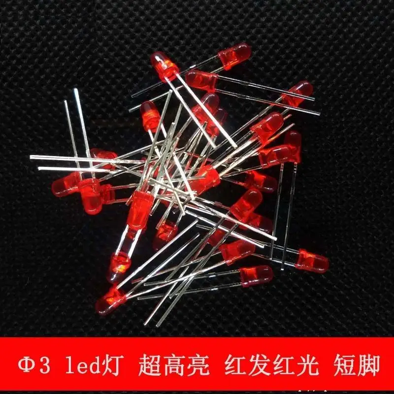 1000pcs/lot 3MM LED light red hair red highlight red LED light emitting ...