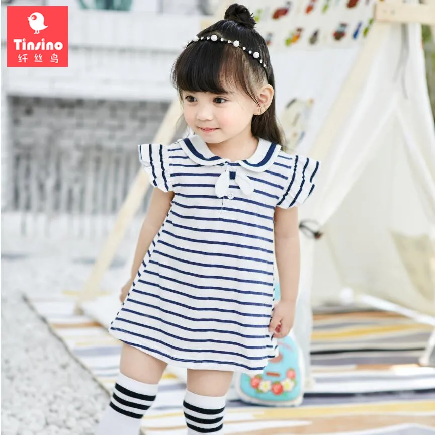 Tinsino Baby Girls Fashion Sailor Collar Stripes Mini Dress Infant ...