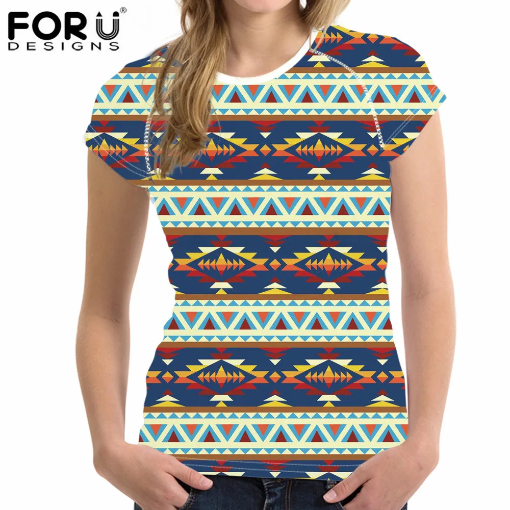 FORUDESIGNS Native American Printed Brand Women T Shirt Casual O neck ...