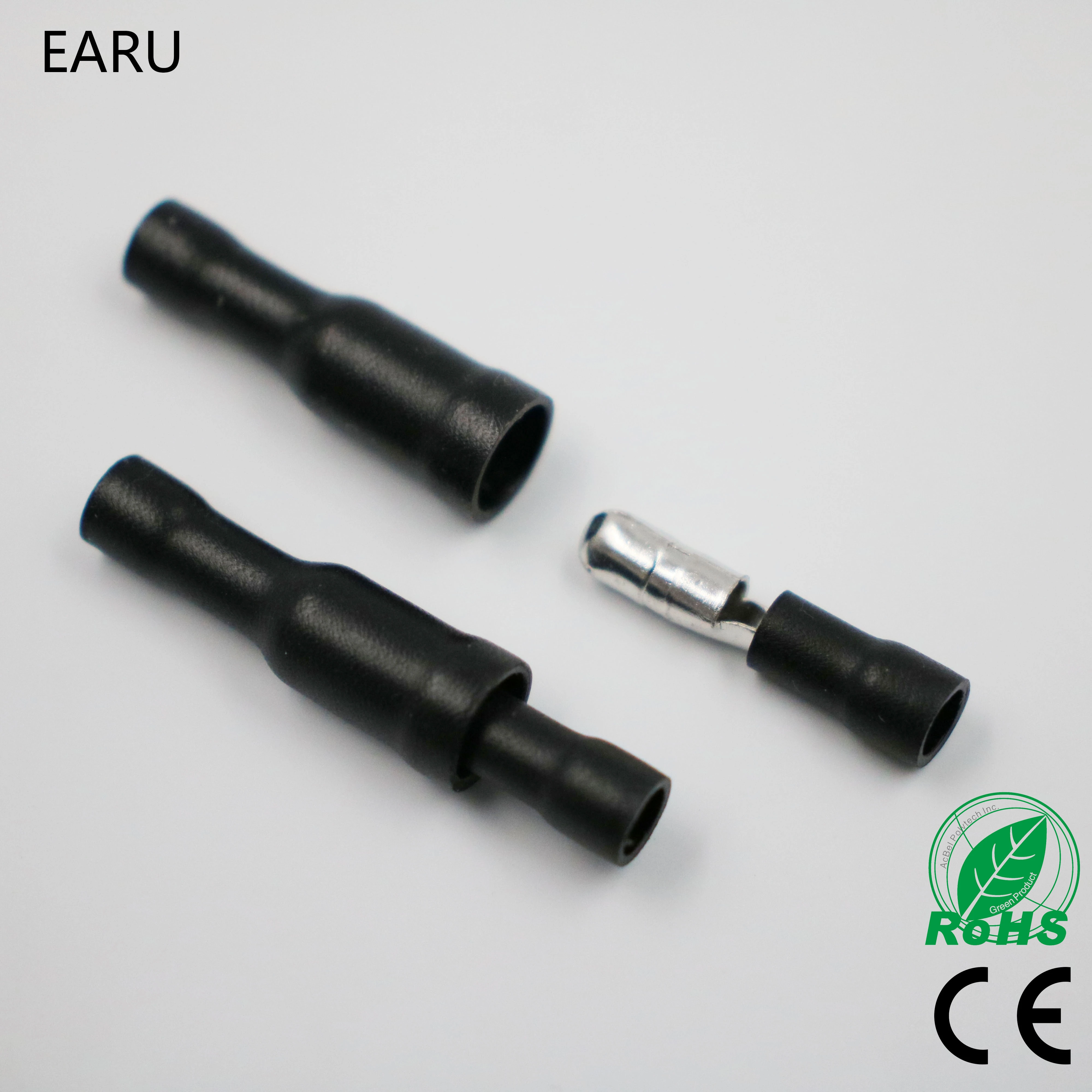 Hot 50pcs Black Male Female Bullet Connector Insulating Joint Crimp ...