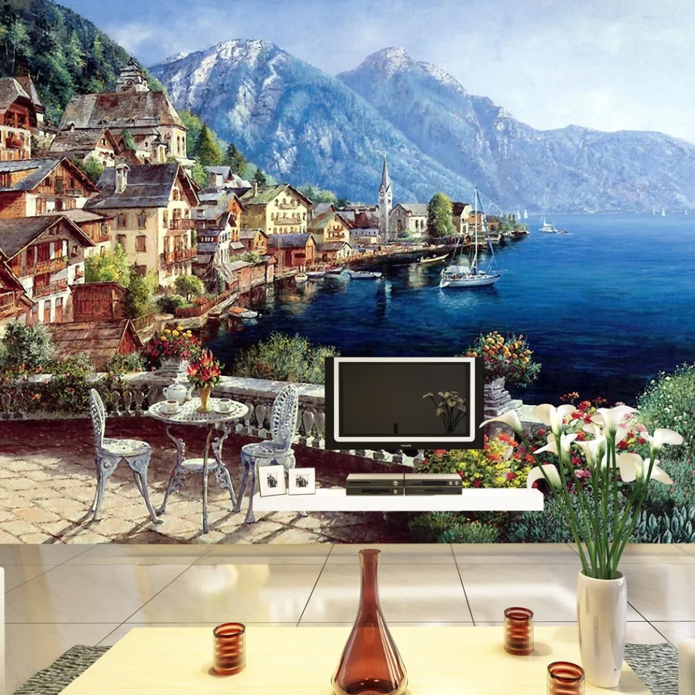 Murales de paisaje Natural de mar y amor, mural de Foto de pared 3d de ...
