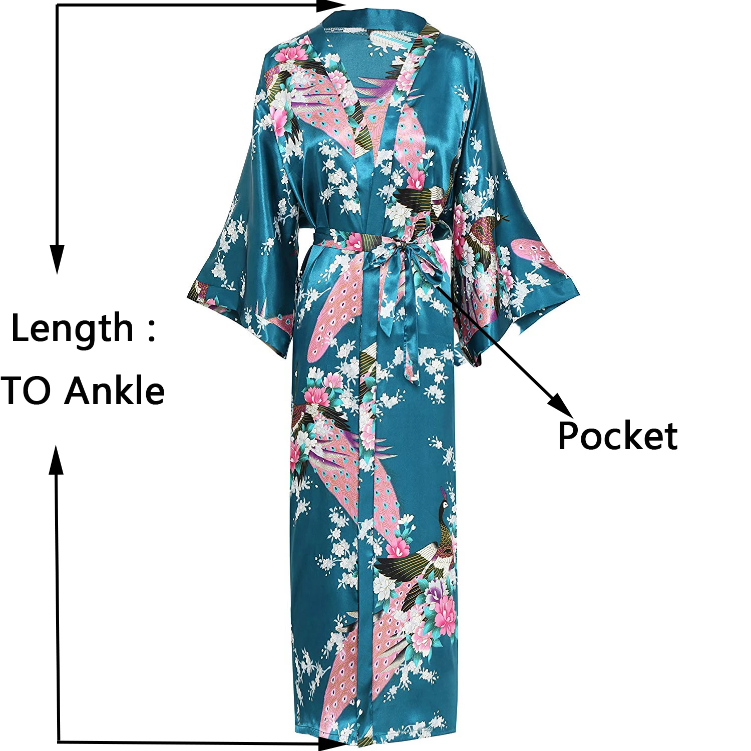 Classic Chinese Female Evening Robes Print Peacock Nightwear Kimono ...