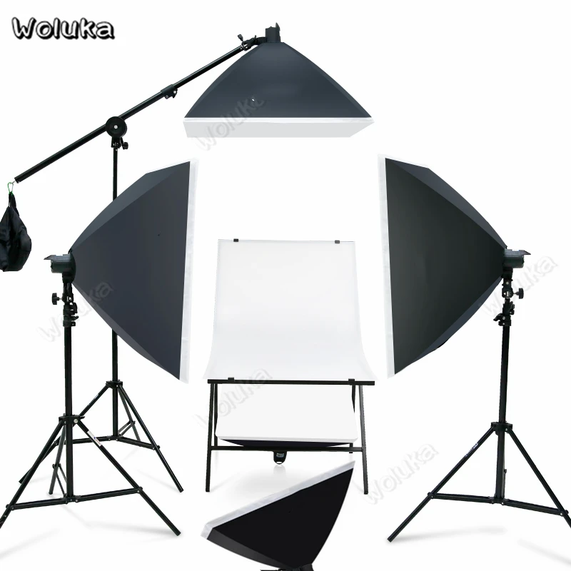 Photo Studio 4PCS Softbox Set + 60*100cm Shooting Table + 200CM Lamp ...