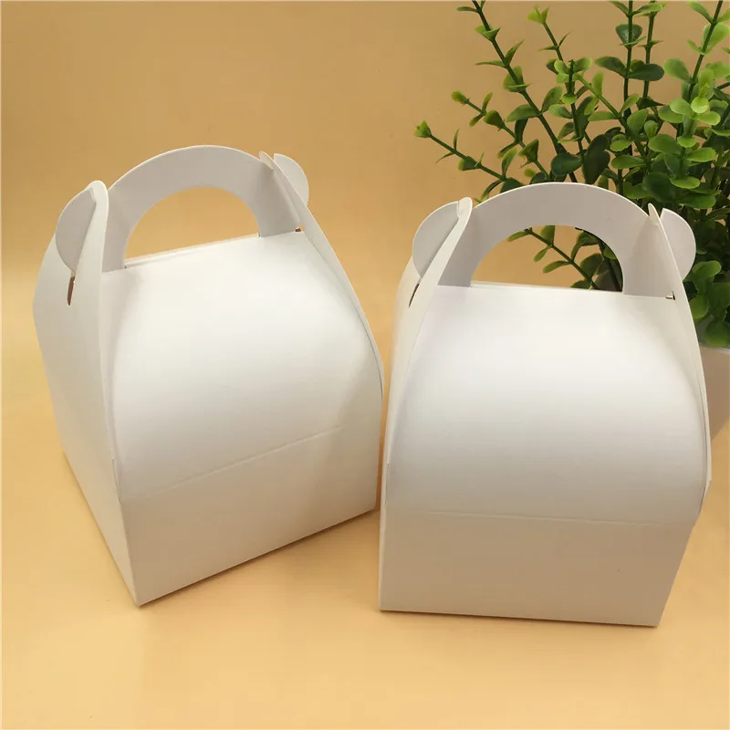 50pcs Small Paper Packaging Box With Handle Portable Food Storage Gift ...