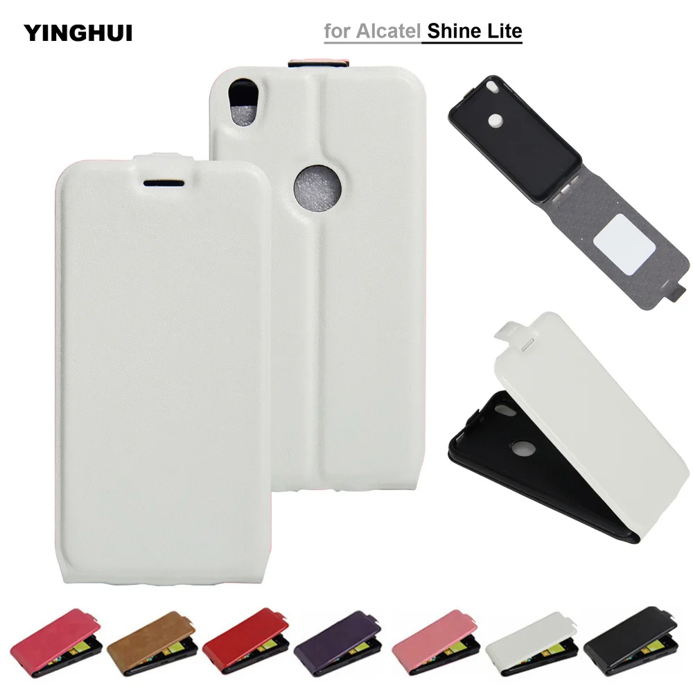 Back Shell Skins PU Leather Case For Alcatel Shine Lite Simple Fashion ...