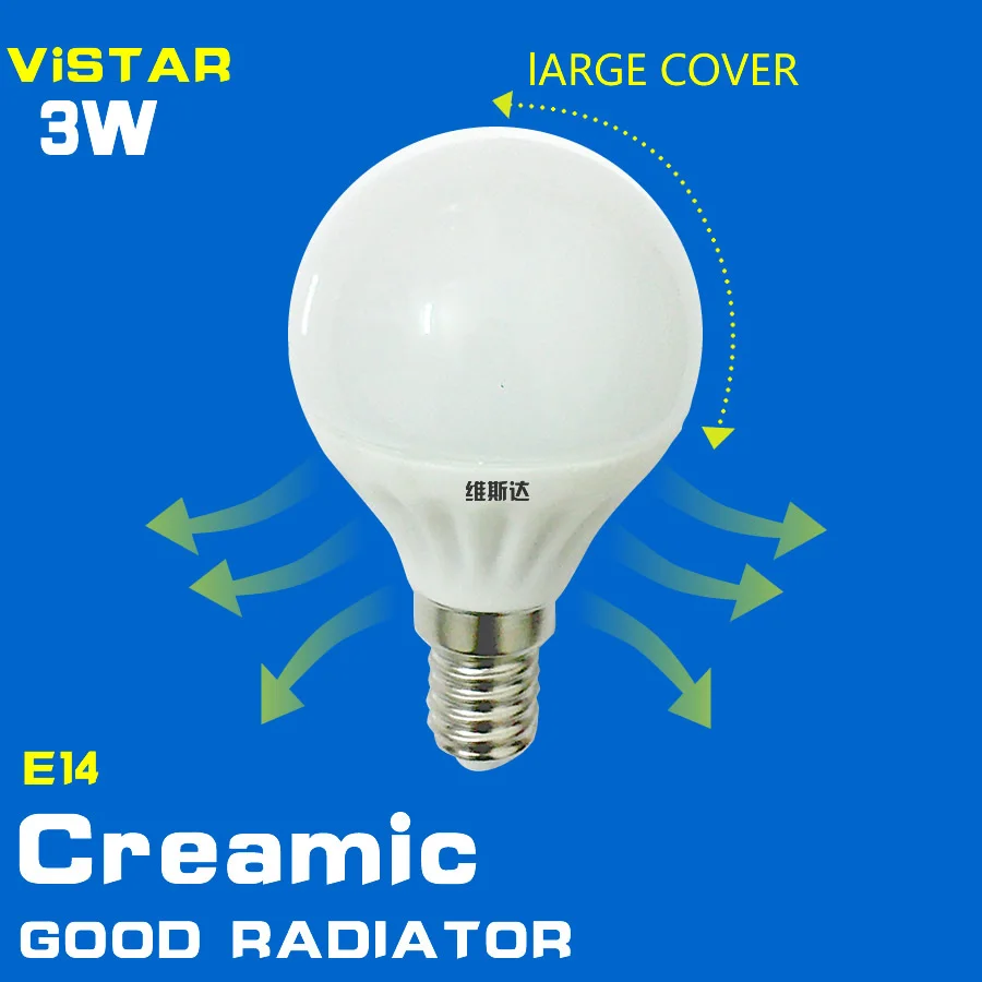 3W LED BULB e14 base creamic body glass cover led light high quality ...