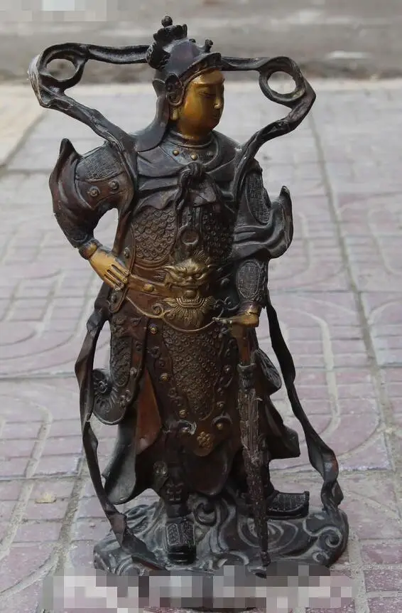 38CM China Bronze Tiger Wei Tuo Weituo warrior Protection Of God Buddha ...