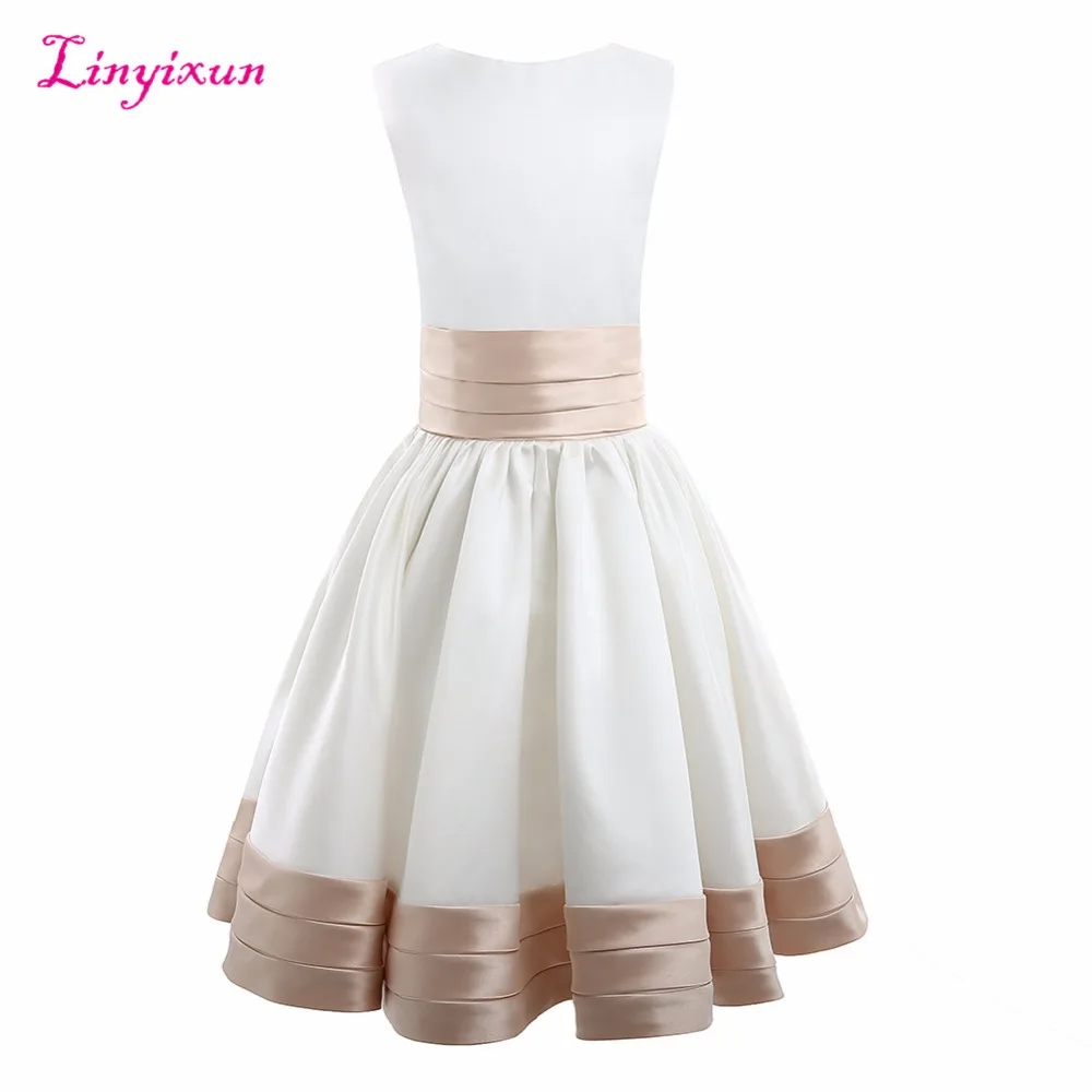 Linyixun Real Photo New Arrival Flower Girl Dresses 2017 Sleeveless