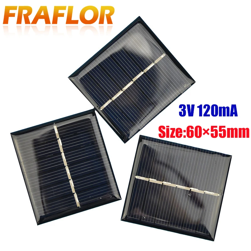 2Pcs/lot 3V 120mA 60*55*3mm Polycrystalline Small Power Solar Cell ...