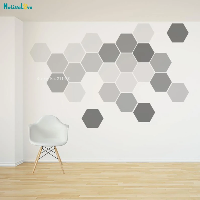 24 Pcs Removable Honeycomb Wall Decal Hexagon Stickers Per Pack Self ...