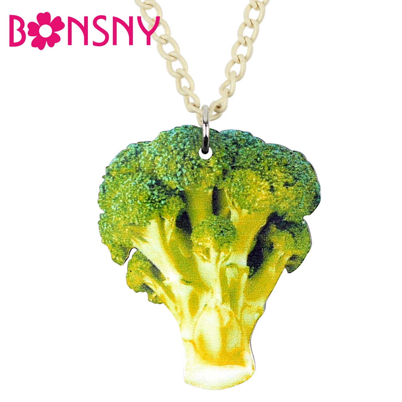 Bonsny Acrylic Broccoli Cauliflower Necklace Pendant Collier Unique ...