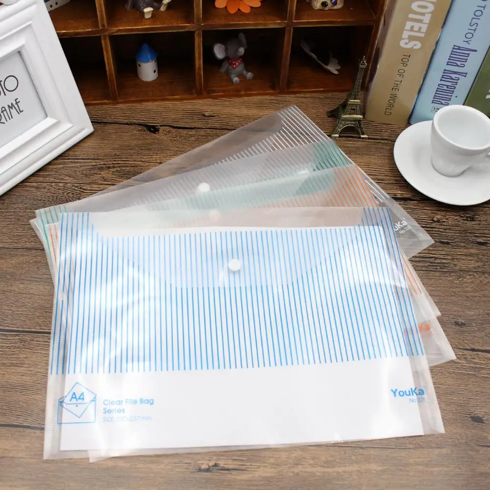 Brief Style Striped Transparent A4 Push button File Document Bag File ...