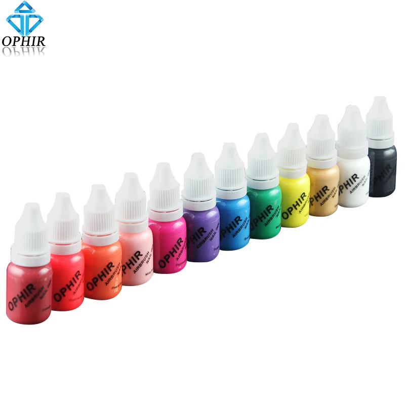 OPHIR PRO 12 Colors Airbrush Nail Inks 10 ML/Bottle Acrylic Water Paint ...