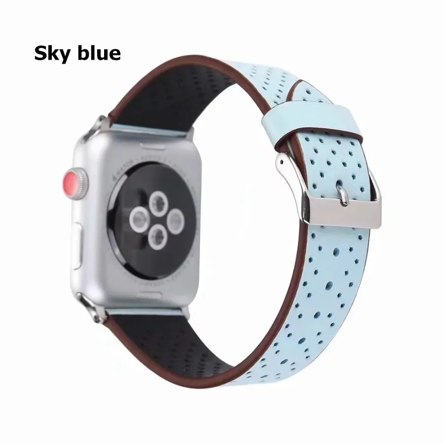 Модный дышащий кожаный ремешок для Apple Watch Series 1 2 3 4 5 ремешок ...