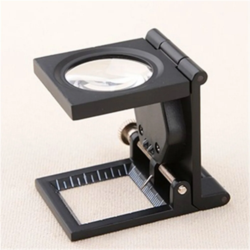 1 PC 10x Desktop Fold Illuminated Magnifier With Scale With 2 LED Metal ...