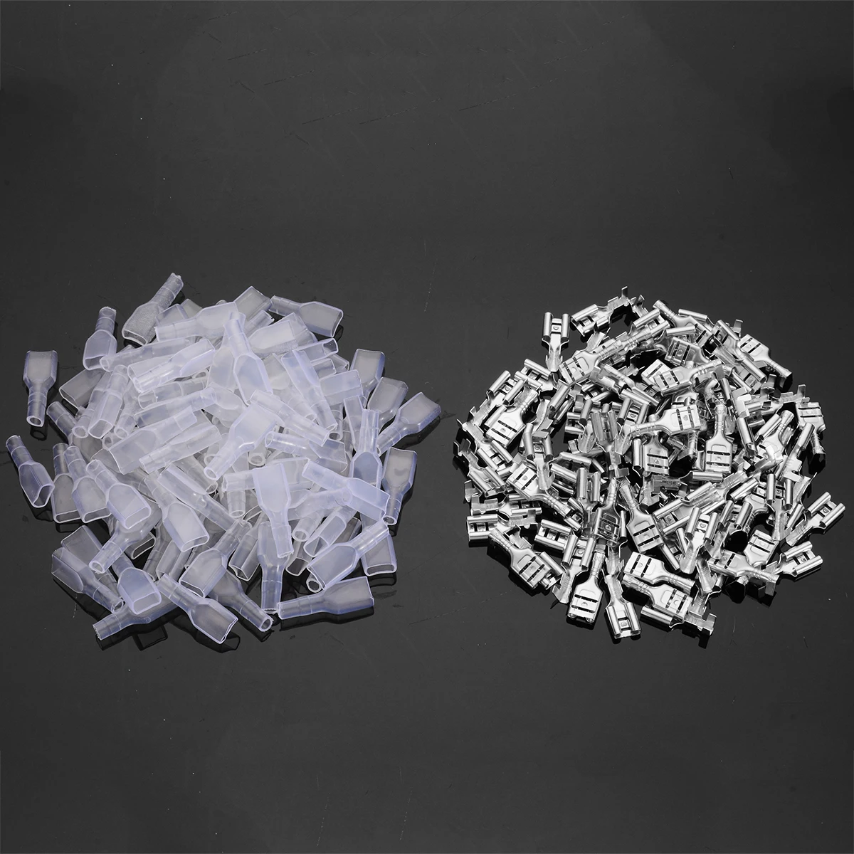 100pcs 6.3mm Female Crimp Spade Terminal Connectors With Plastic ...