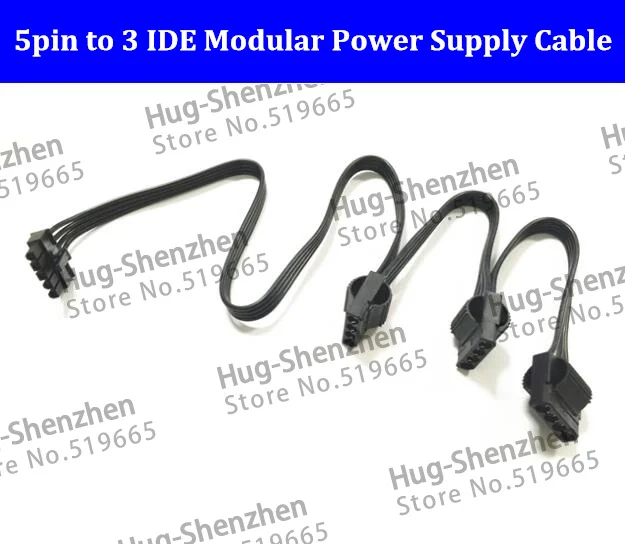 High Quality 5 pin PCI E Male to IDE*3 Molex 4pin Modular Power supply ...
